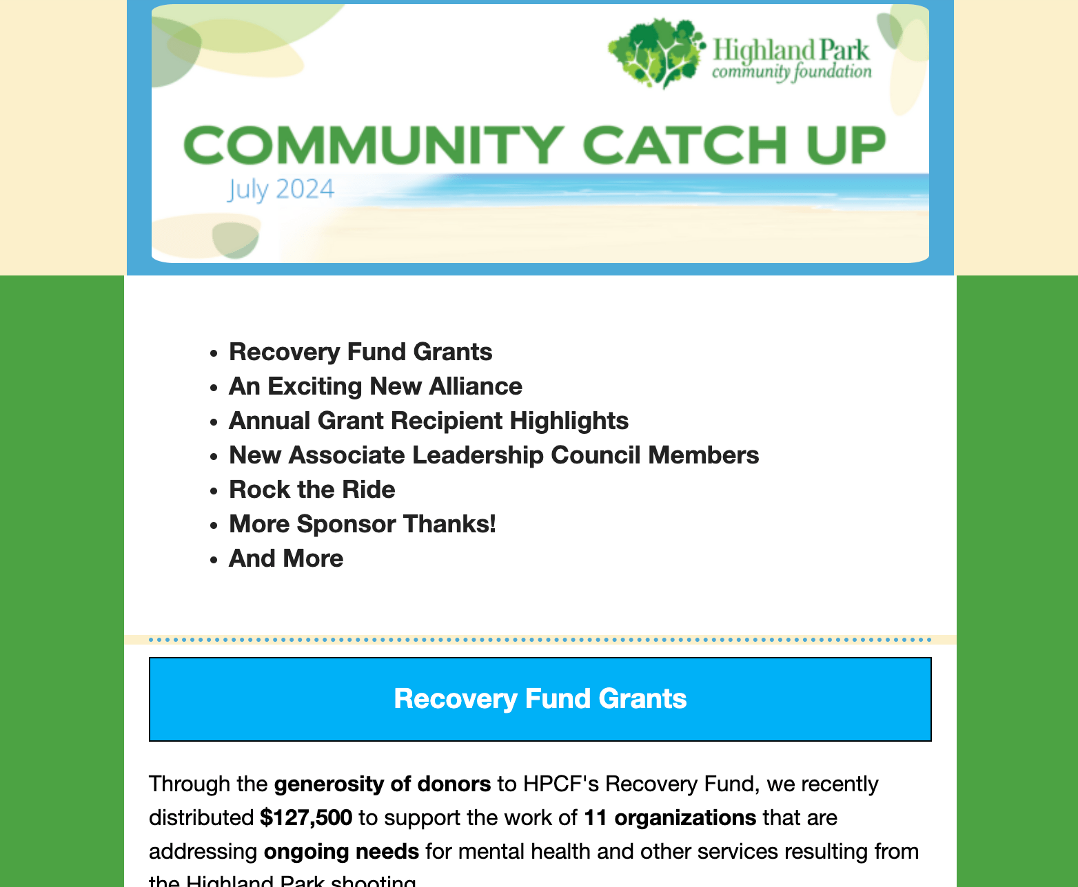 Recovery Fund Grants - Highland Park Community Foundation